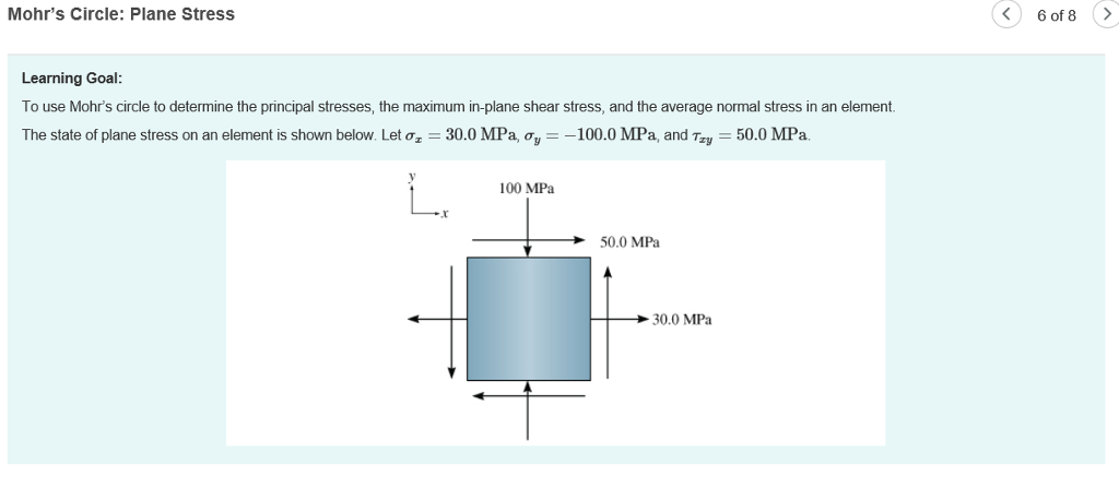 Solved Mohr's Circle: Plane Stress 6 of 8 Learning Goal To | Chegg.com