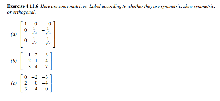 Solved Exercise 4.11.6 Here are some matrices. Label | Chegg.com