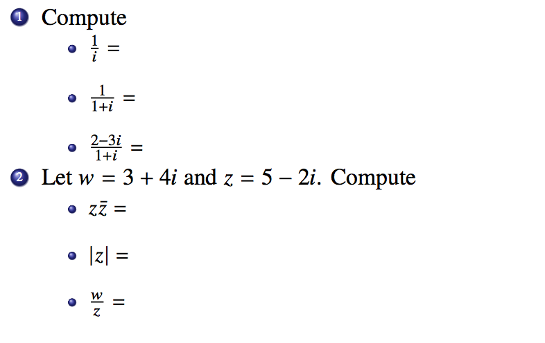 Solved Compute 2-3i 1+i Let w = 3 + 4i and z 5-21. Compute 2 | Chegg.com