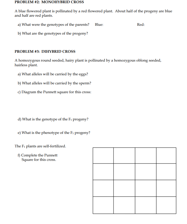 Solved data for first two pages: Monohybrid Cross: | Chegg.com