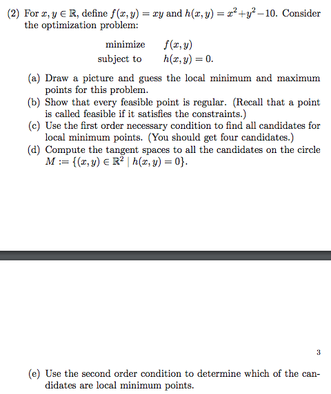 Solved For x, y epsilon R, define f(x, y) = xy and h(x, y) = | Chegg.com