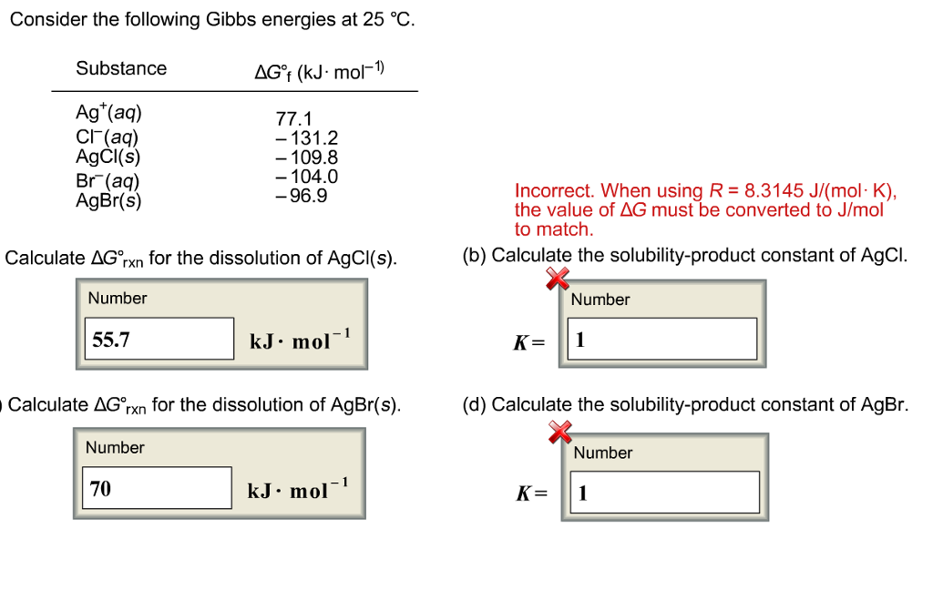 Solved Consider the following Gibbs energies at 25 degree C. | Chegg.com