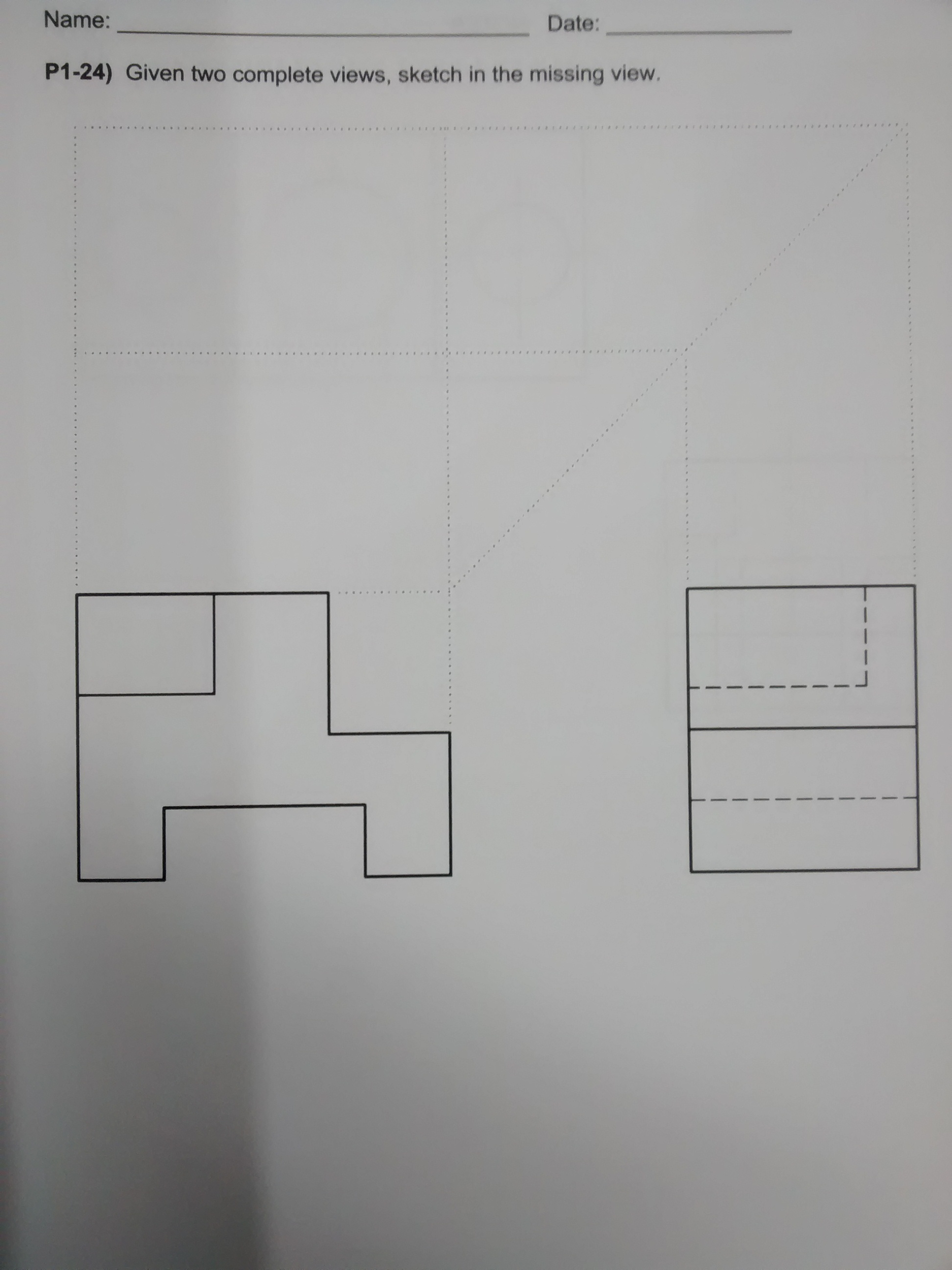 Solved Given two sketches, sketch the missing view..This | Chegg.com