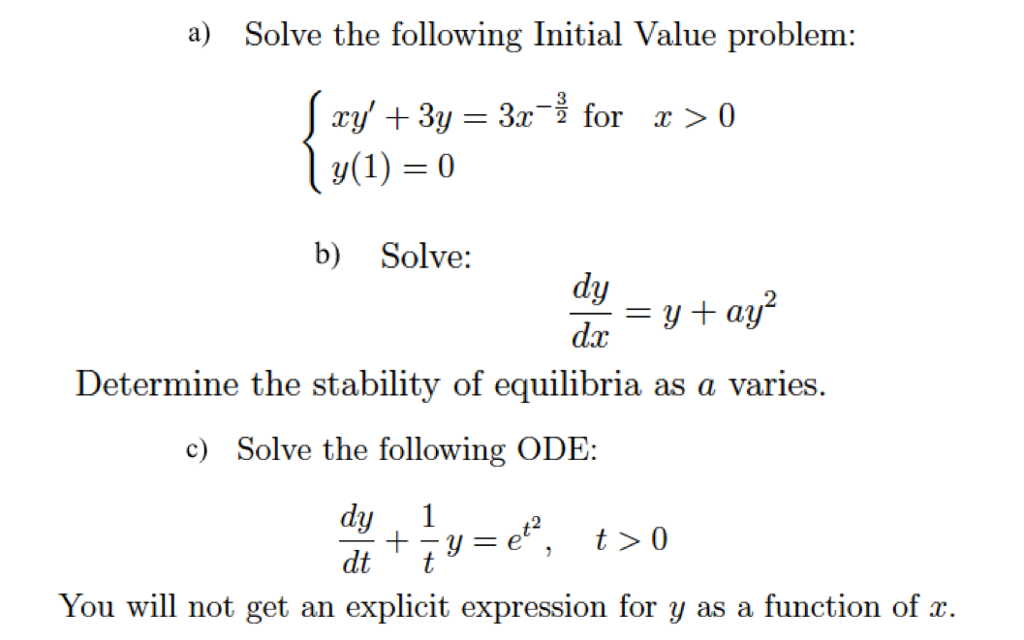 Solved Solve the following Initial Value problem: {xy' + 3y | Chegg.com