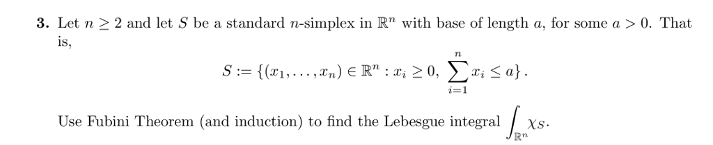 Solved 3. Let n 2 2 and let S be a standard n-simplex in R" | Chegg.com