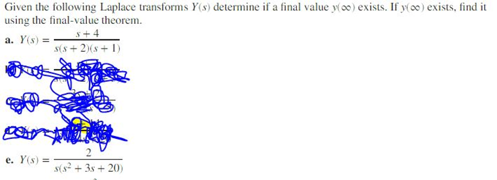 Solved: Given The Following Laplace Transforms Y(s) Determ... | Chegg.com