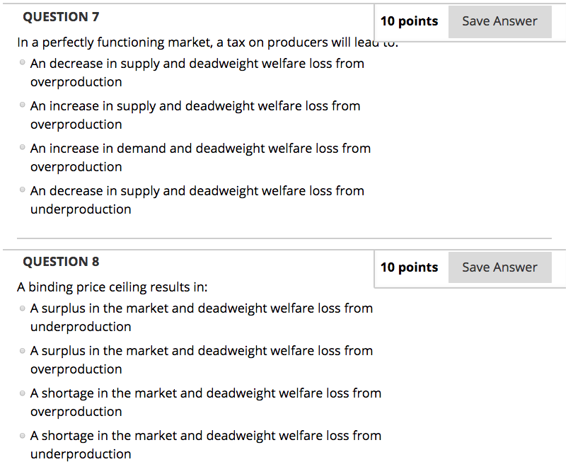 Solved In a perfectly functioning market, a tax on producers | Chegg.com