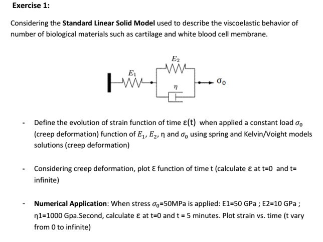 Solved Considering the Standard Linear Solid Model used to | Chegg.com