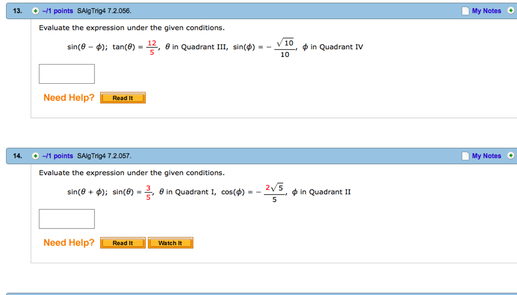 Solved Evaluate the expression under the given conditions. | Chegg.com