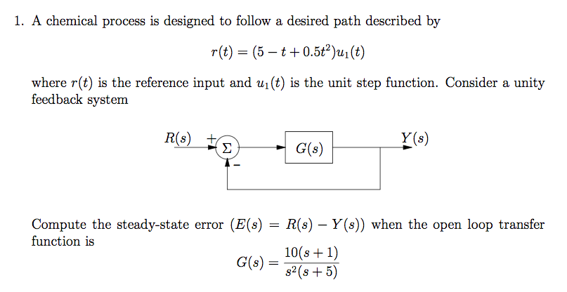 Solved A chemical process is designed to follow a desired | Chegg.com