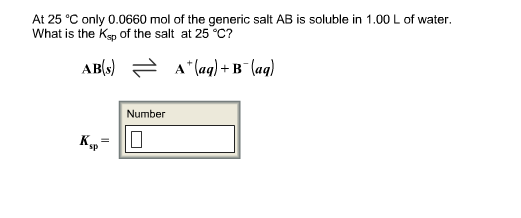 Solved At 25 °C only 0.0660 mol of the generic salt AB is | Chegg.com