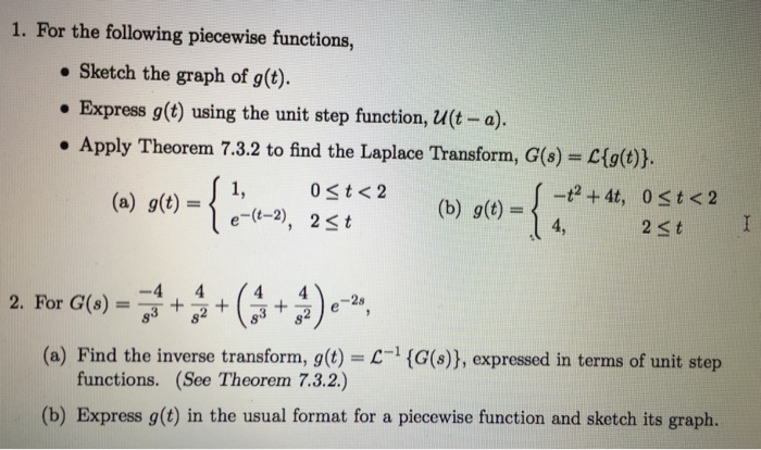 Solved For the following piecewise functions, Sketch the | Chegg.com
