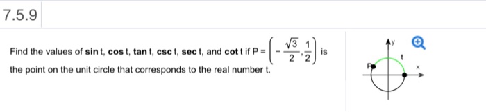 Solved Find the values of sin t, cos t, tan t, csc t, sec t, | Chegg.com