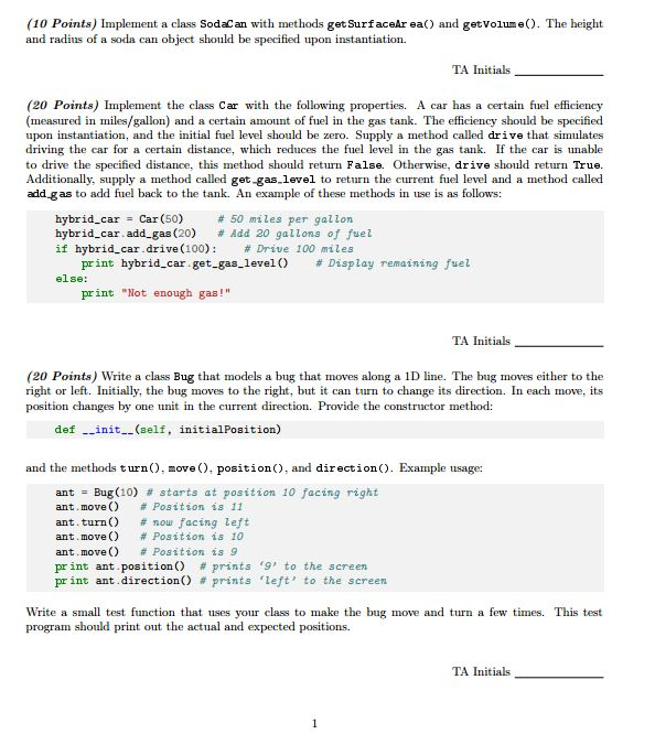 Solved Implement a class SodaCan with methods getsurfaceAr | Chegg.com