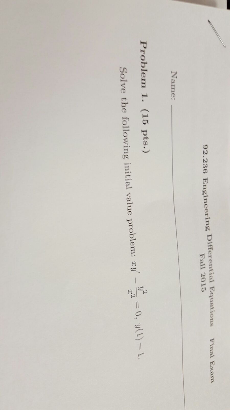 Solved Solve the following initial value problem: xy' - | Chegg.com