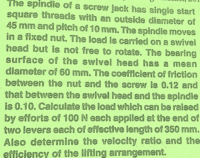 Solved The spindle of a screw』ack has single start square | Chegg.com