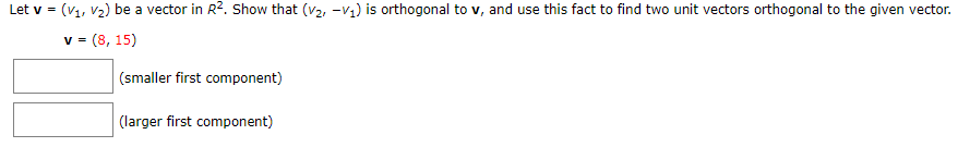 Solved Let v = (v1, v2) be a vector in R2. Show that (v2,-v) | Chegg.com