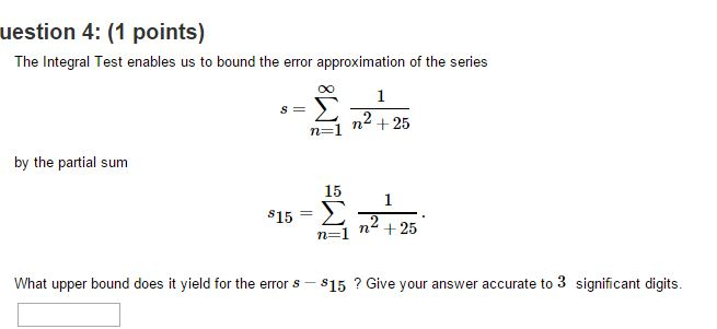 Solved The Integral Test enables us to bound the error | Chegg.com