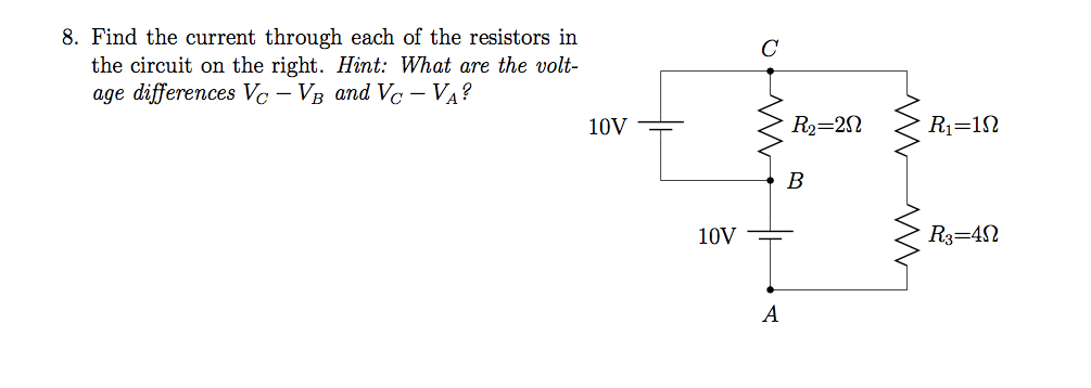 Solved Find the current through each of the resistors in the | Chegg.com