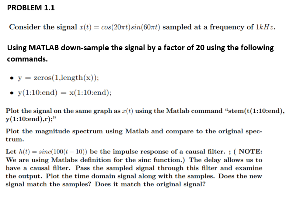 Solved PROBLEM 1.1 Consider the signal r(t)-cos(20?)sin(60?) | Chegg.com