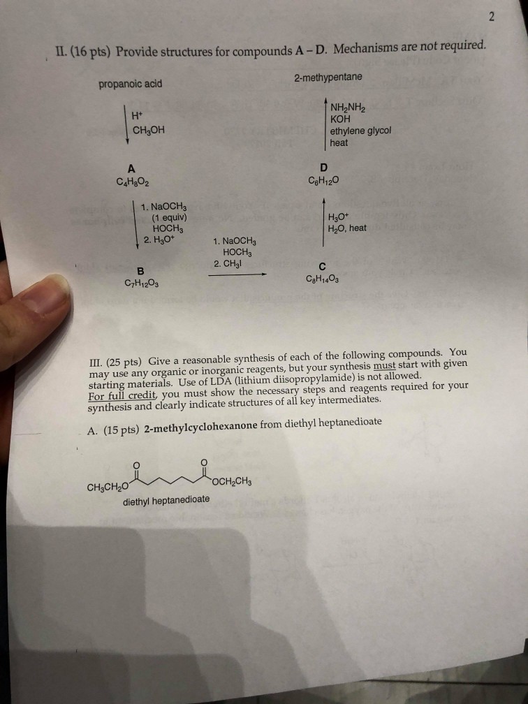 Solved I. (16 pts) Provide structures for compounds A -D. | Chegg.com