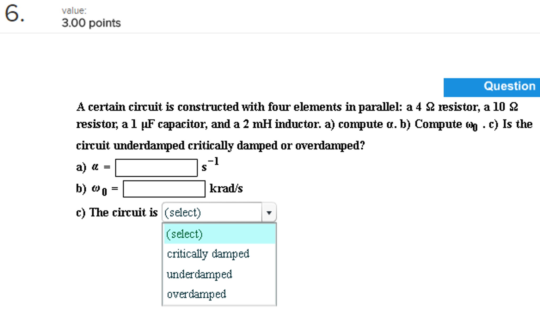 Solved A certain circuit is constructed with four elements | Chegg.com