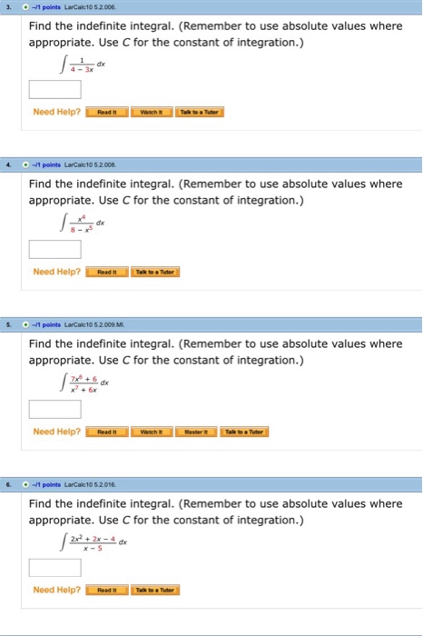 Solved Find the indefinite integral. (Remember to use | Chegg.com