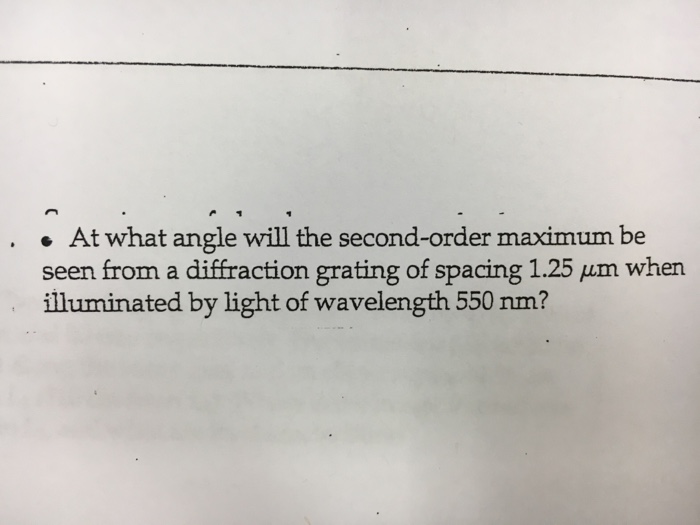 Solved At what angle will the second-order maximum be seen | Chegg.com