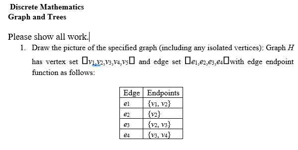 Solved Discrete Mathematics Graph and Trees Please show all | Chegg.com