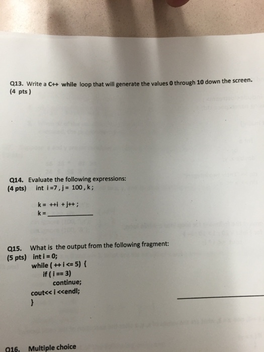 Solved Write a C++ while loop that will generate the values | Chegg.com