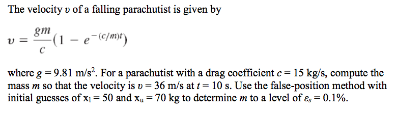 Solved The velocity upsilon of a falling parachutist is | Chegg.com