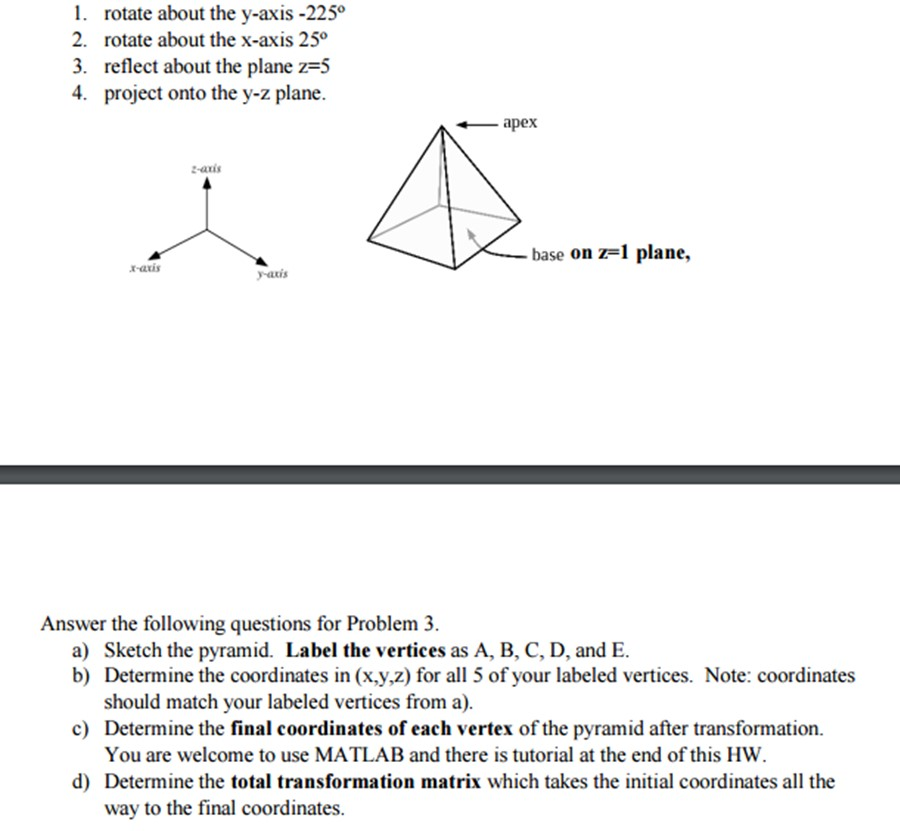 A three-dimensional pyramid has a 1 by 1 square base | Chegg.com