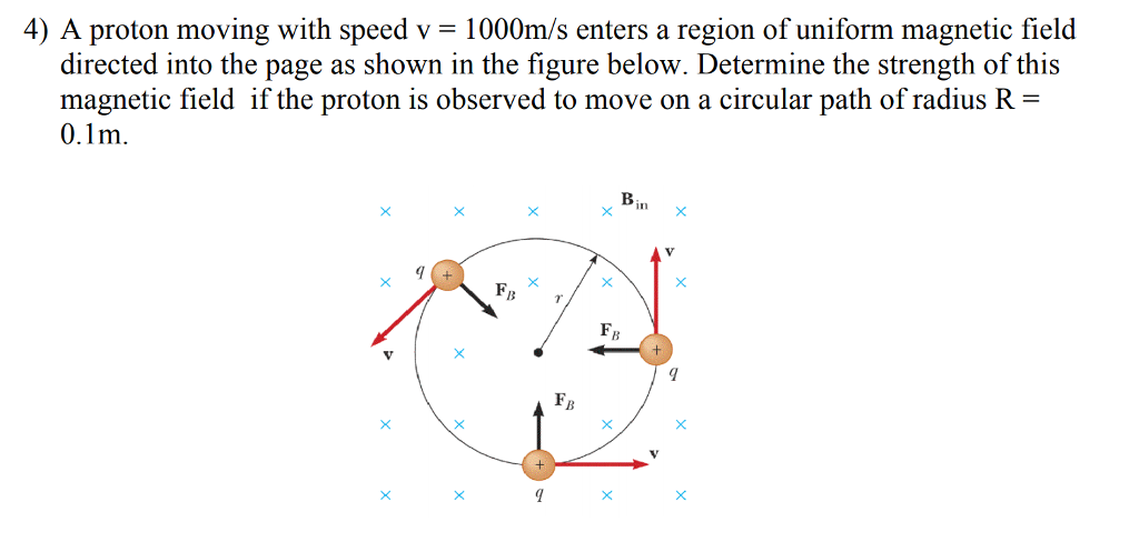 Solved A proton moving with speed v = 1000m/s enters a | Chegg.com
