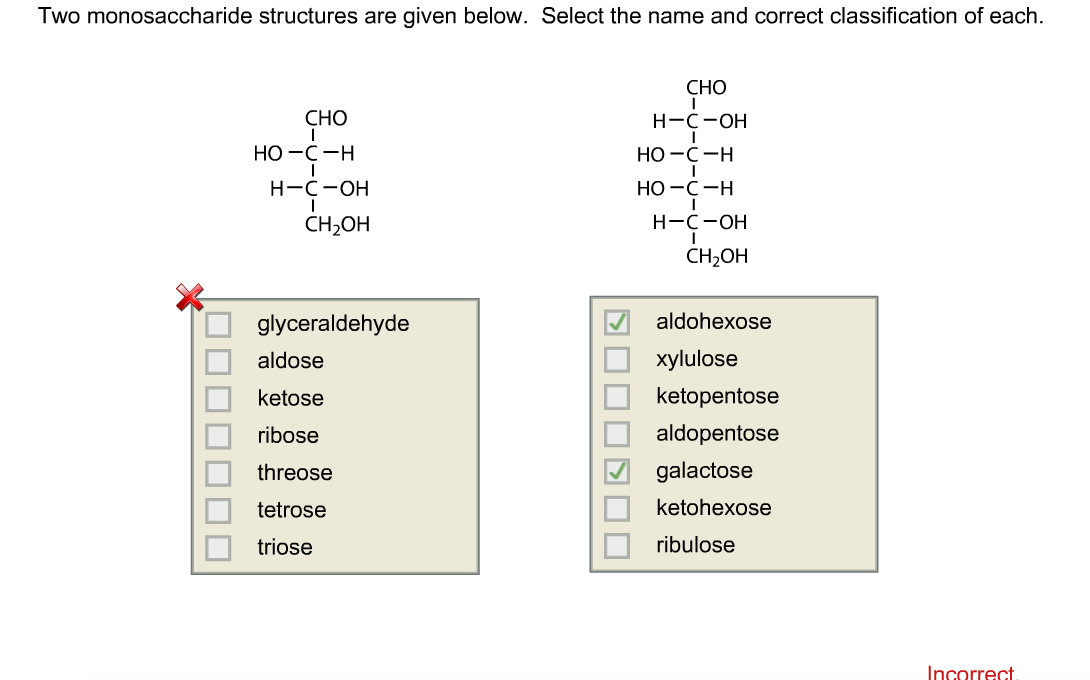 Solved Two monosaccharide structures are given below. Select | Chegg.com