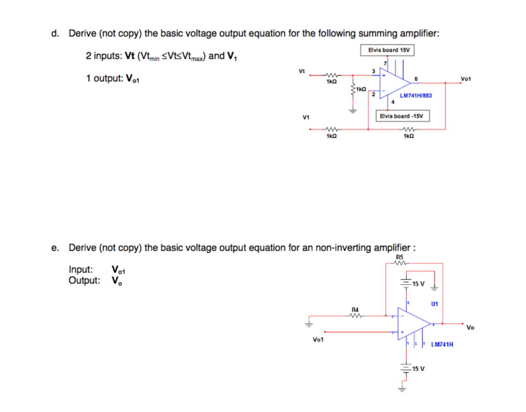 Solved d. Derive (not copy) the basic voltage output | Chegg.com