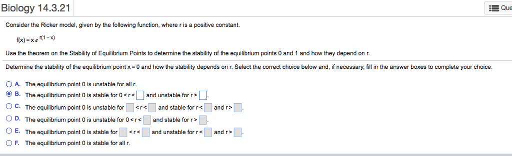Solved Consider the Ricker model, given by the following | Chegg.com