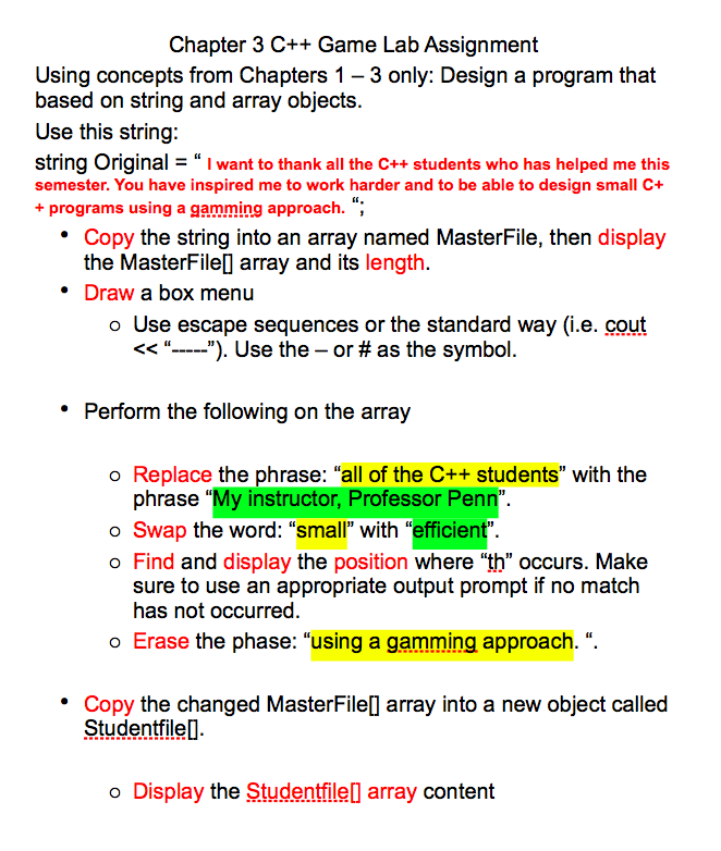 Chapter 3 C++ Game Lab Assignment Using concepts from | Chegg.com