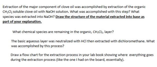 Solved Extraction of the major component of clove oil was | Chegg.com