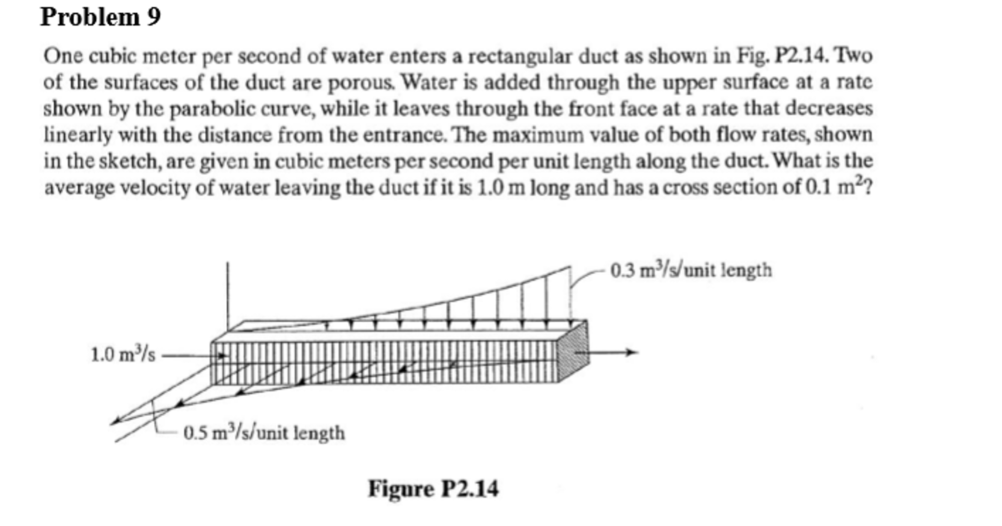 Solved One cubic meter per second of water enters a | Chegg.com