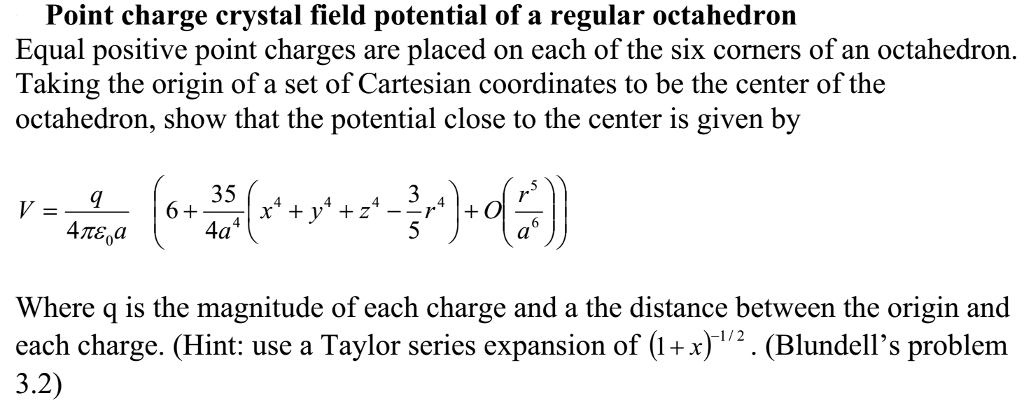 Point charge crystal field potential of a regular | Chegg.com