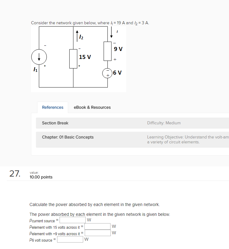 Solved Consider the network given below, where 4 = 19 A and | Chegg.com