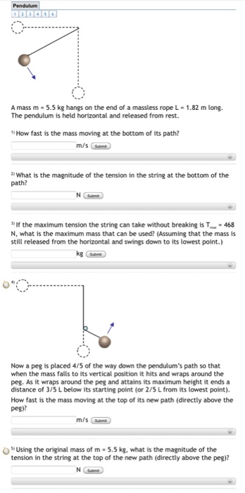 Solved A mass m = 5.5 kg hangs on the end of a massless | Chegg.com