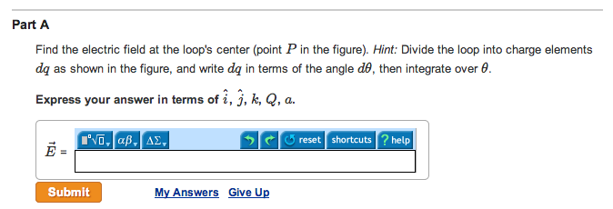 Find the electric field at the loop's center (point P | Chegg.com