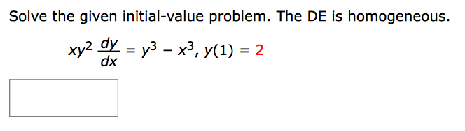 Solved Solve the given initial-value problem. The DE is | Chegg.com