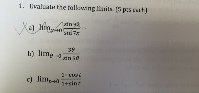 Solved Evaluate the following limits lim theta rightarrow 0 | Chegg.com