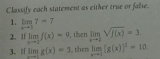 Solved Classify each statement as either true or false. 1. | Chegg.com