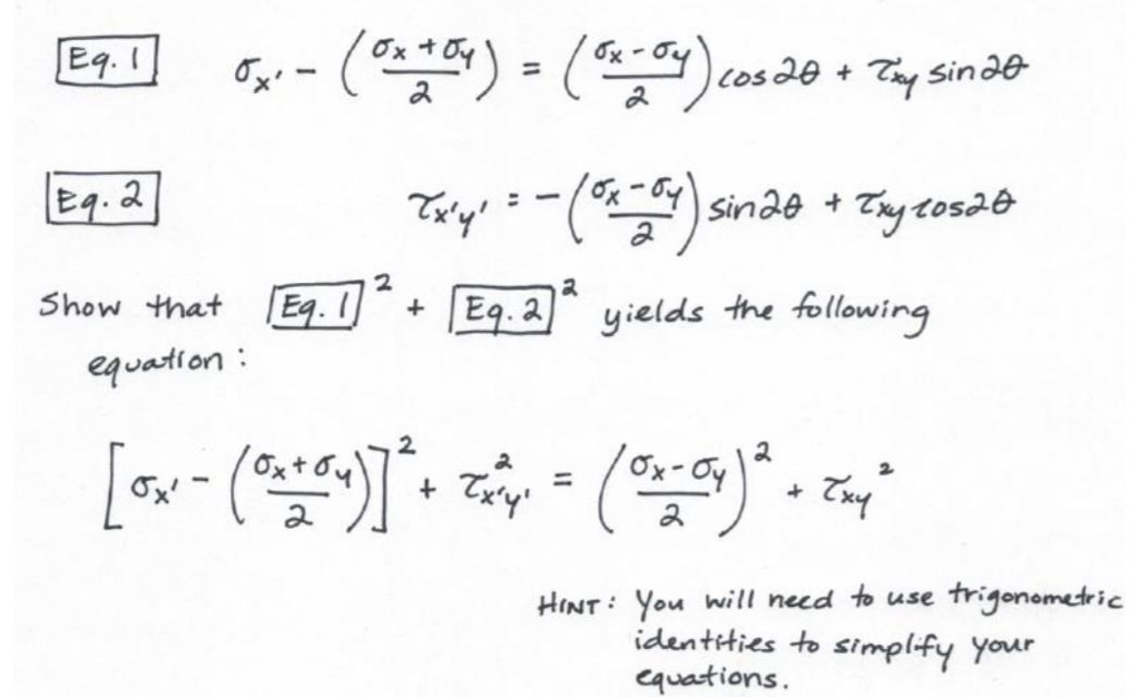 Solved Eq. 1 sigma_x' - (sigma_x + sigma_y/2) = (sigma_x - | Chegg.com
