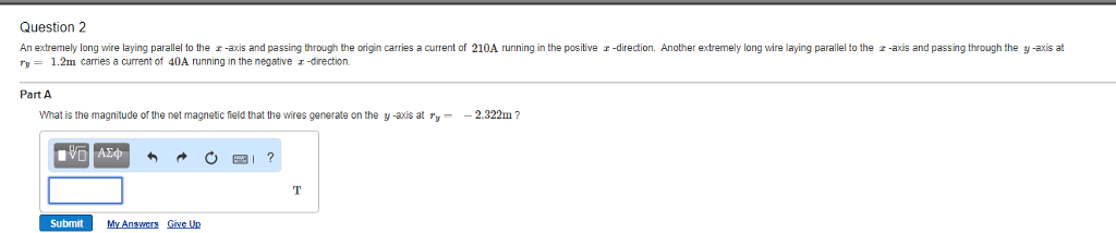 Solved An extremely long wire laying parallel to the x -axis | Chegg.com