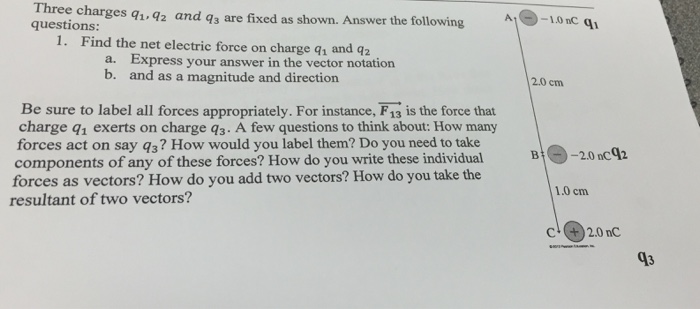 Solved Find the net electric force on charge q1 and q2A. | Chegg.com