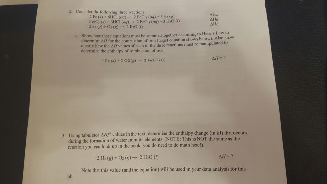 Solved Prelab Assignment: Calorimetry and Hess's Law I. Show | Chegg.com